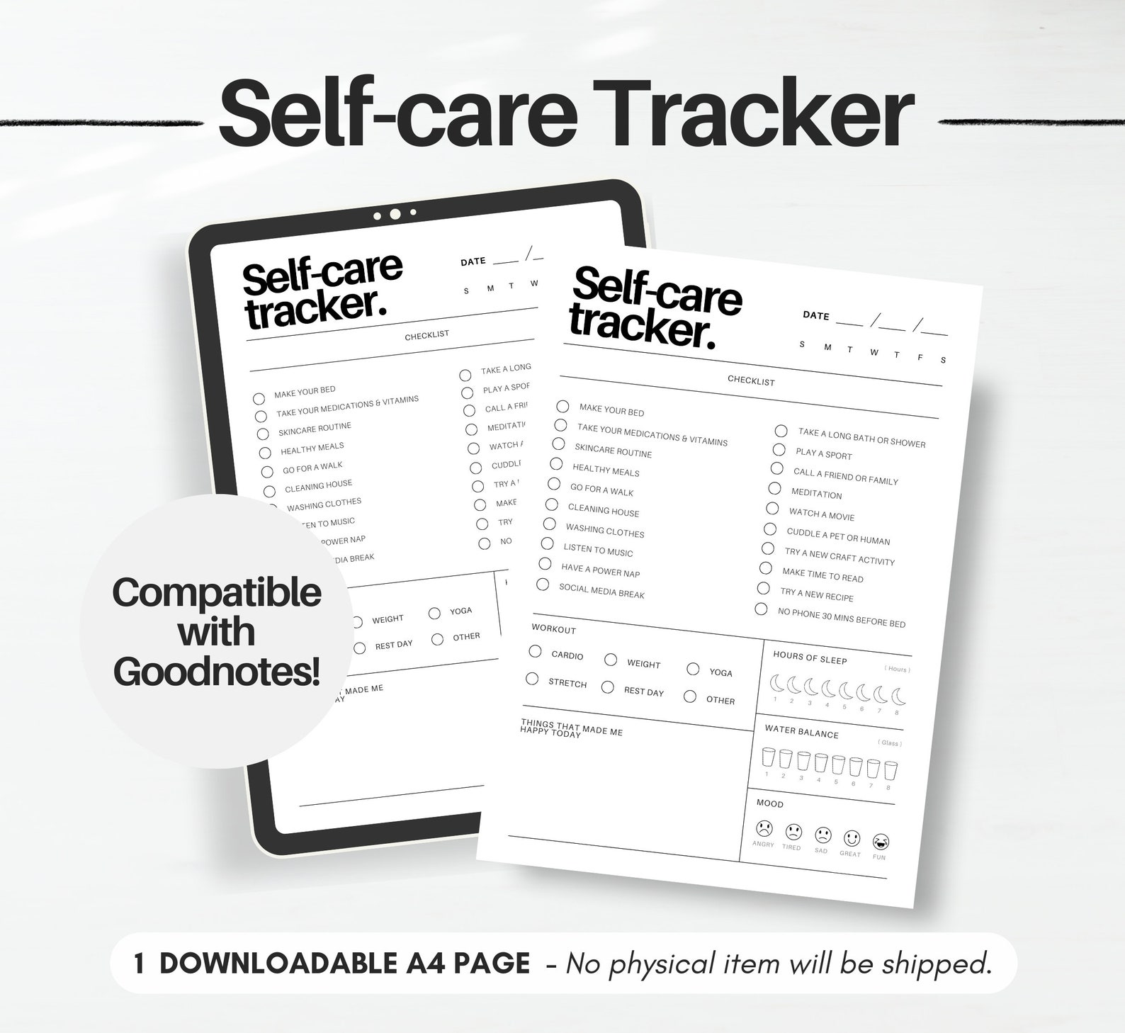 Daily Self Care Tracker Printable, Daily Self Care Checklist, Routine ...