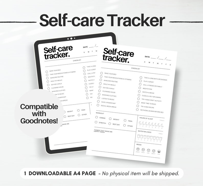 Daily Self Care Tracker Printable, Daily Self Care Checklist, Routine ...