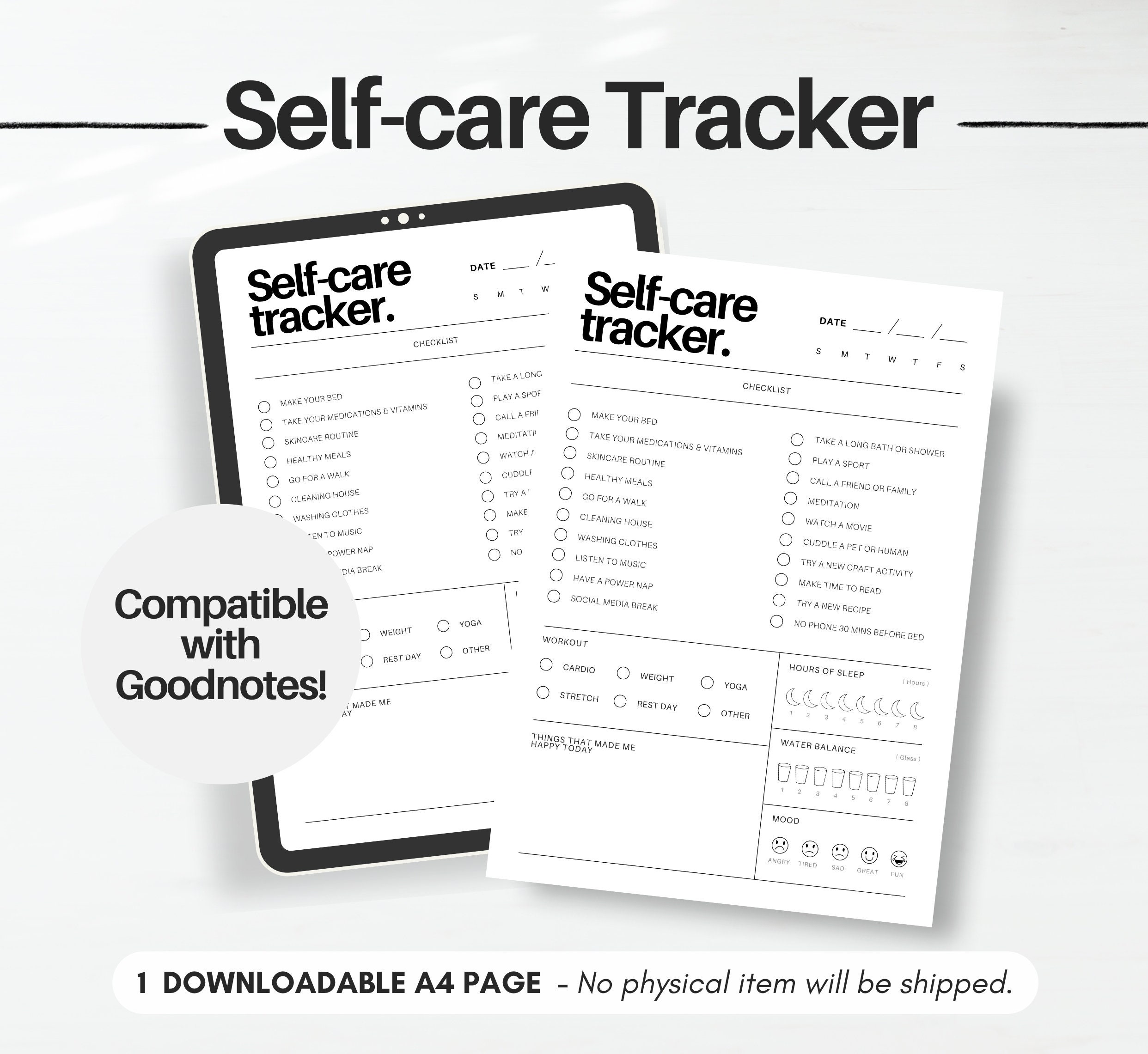 Daily Self Care Tracker Printable, Daily Self Care Checklist, Routine ...