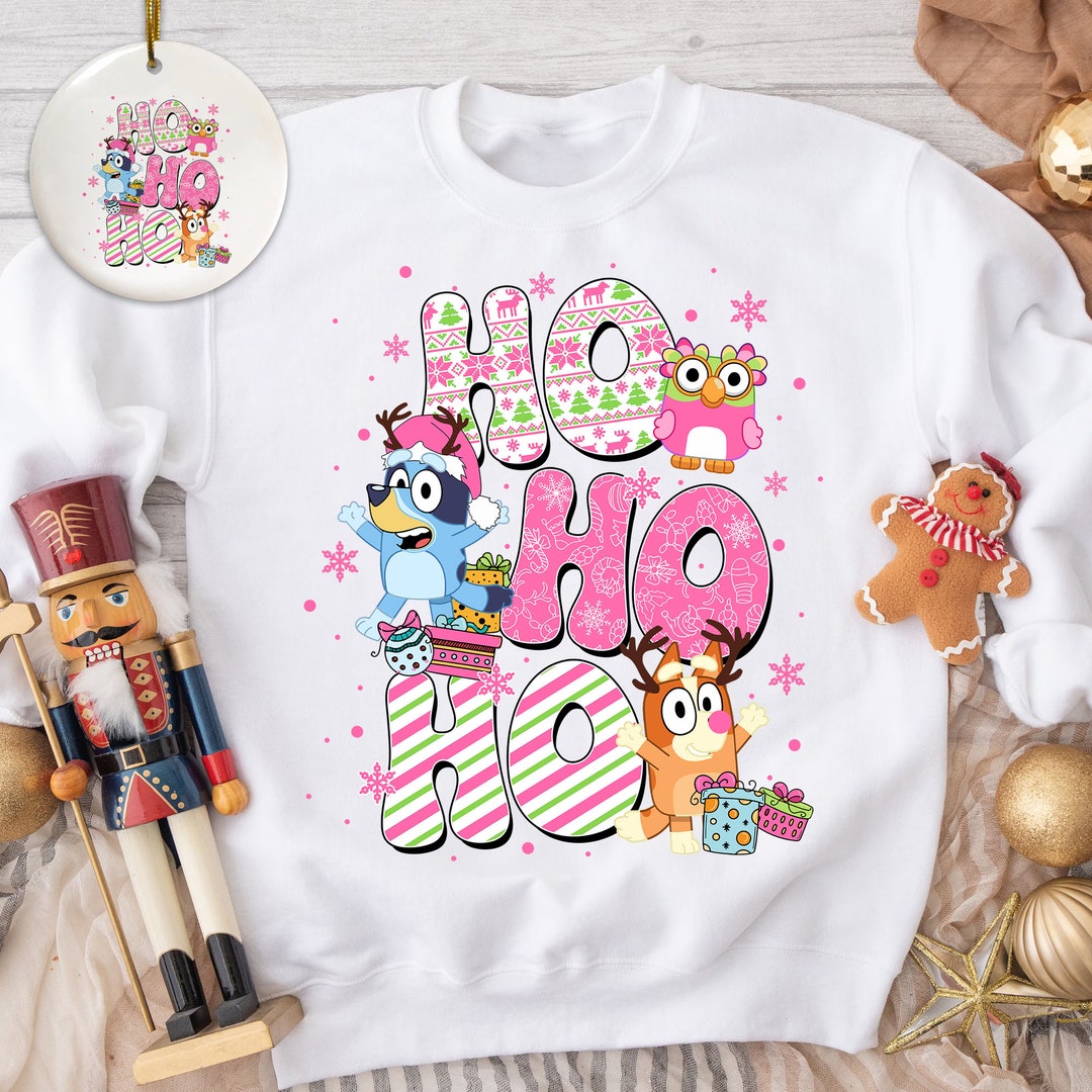 Ho Ho Ho Dog Family Pink Santa Hat Christmas Sweatshirt - Etsy