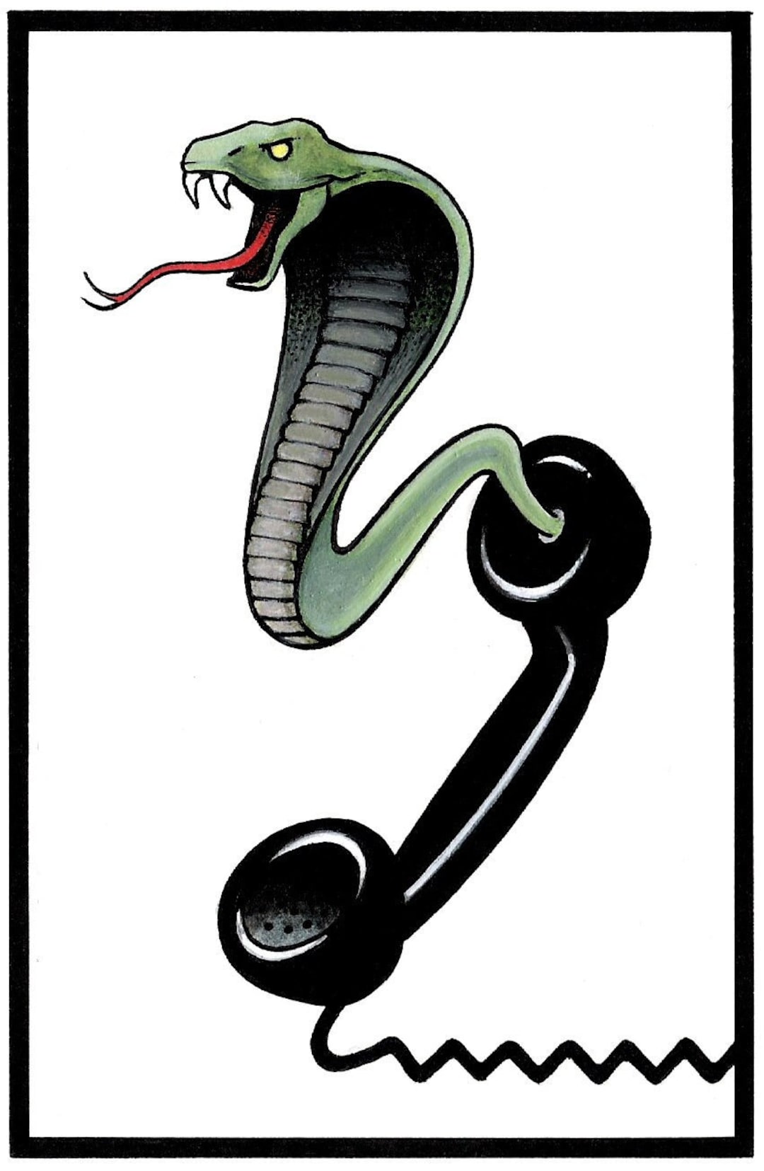 Snake Telephone (art Print) - Etsy