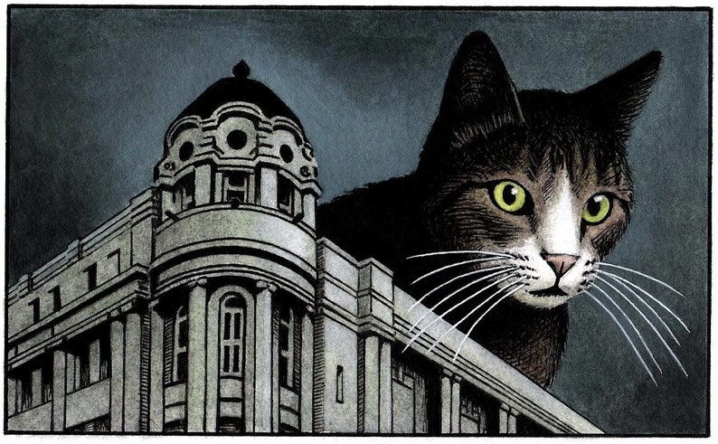 Huston the Scala Cinema Cat art Print - Etsy