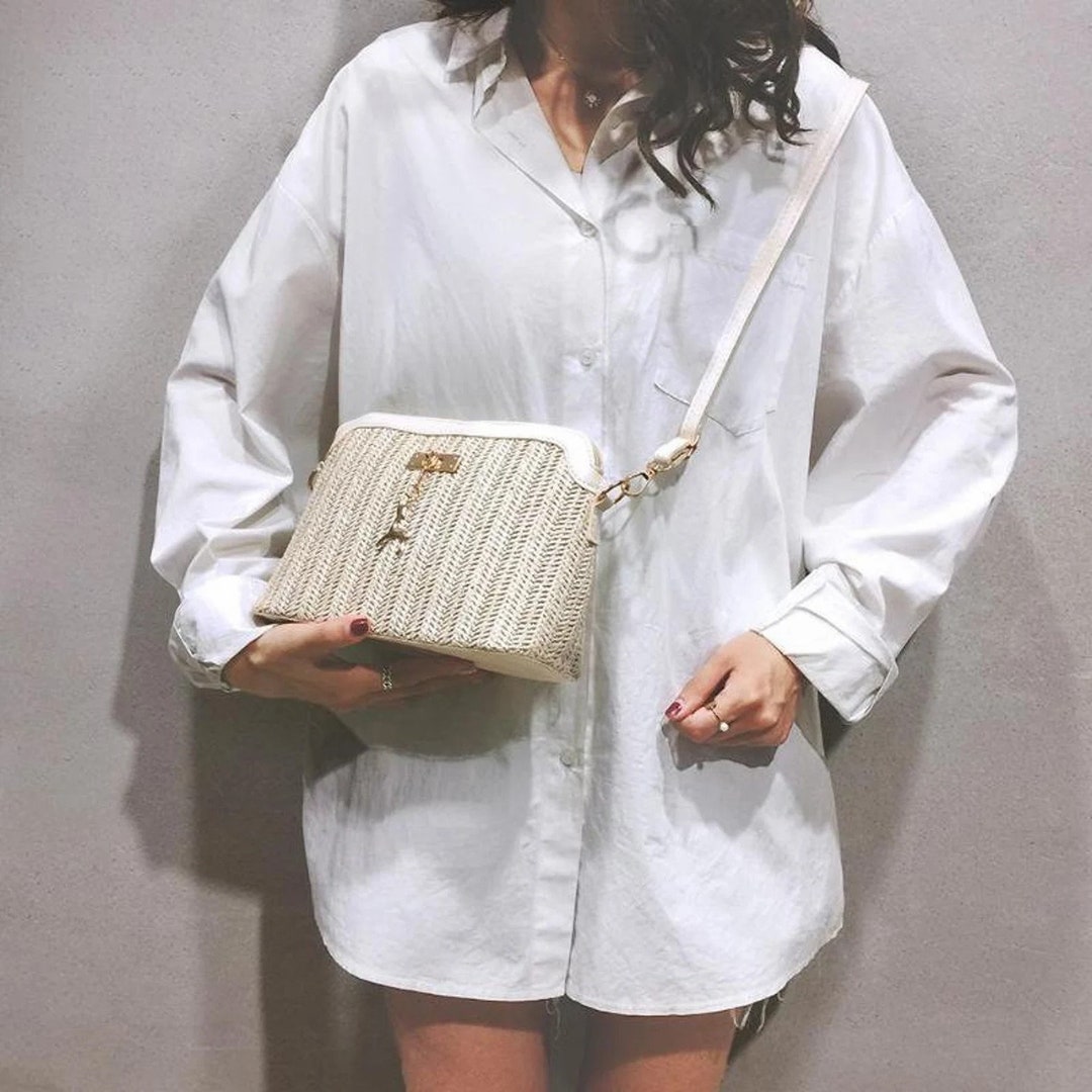 Rectangle Handmade Retro Classic Straw Bag Shoulder Straw - Etsy