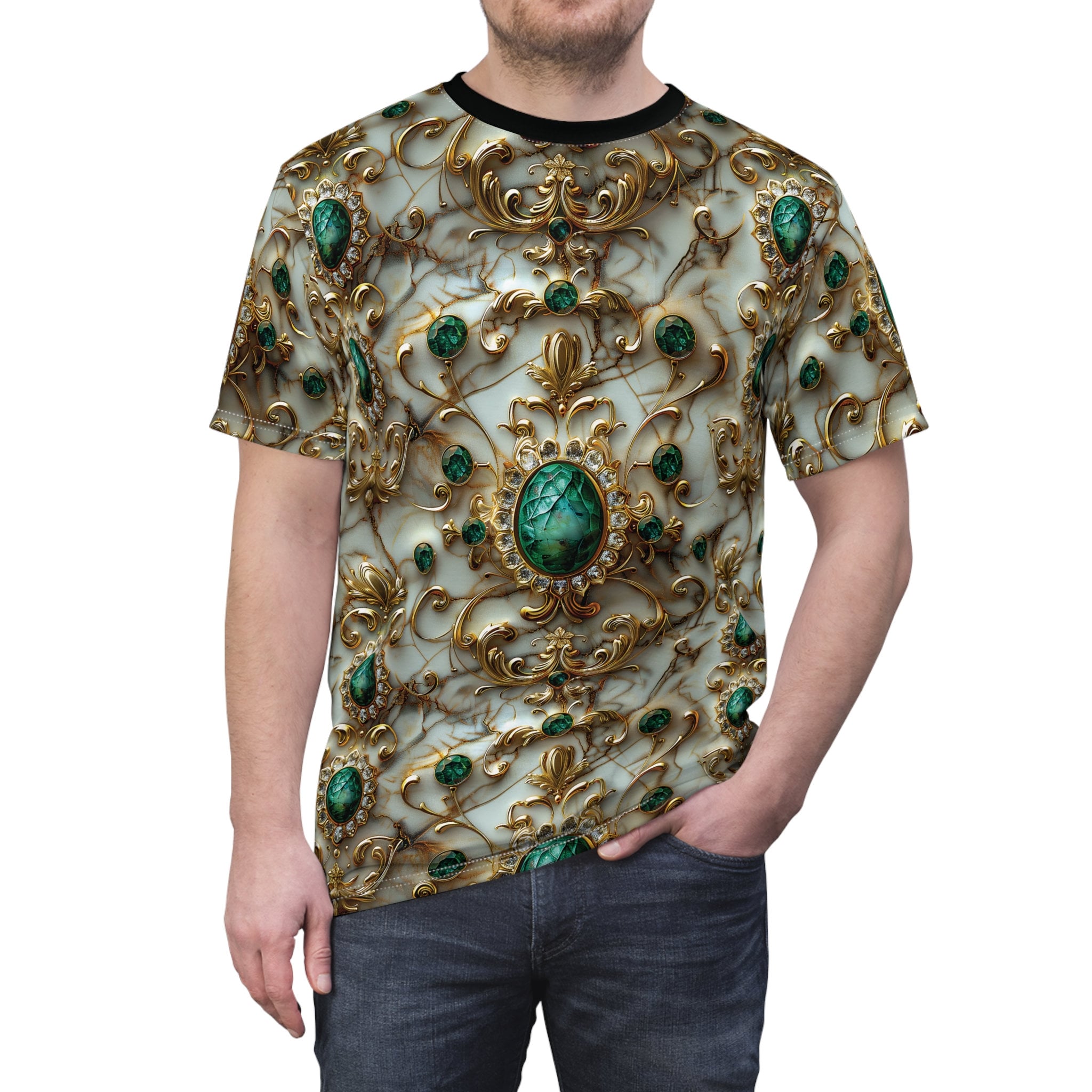 Baroque T-shirt, Emerald Gemstone Shirt, Luxury Art Tee, Rococo Style ...