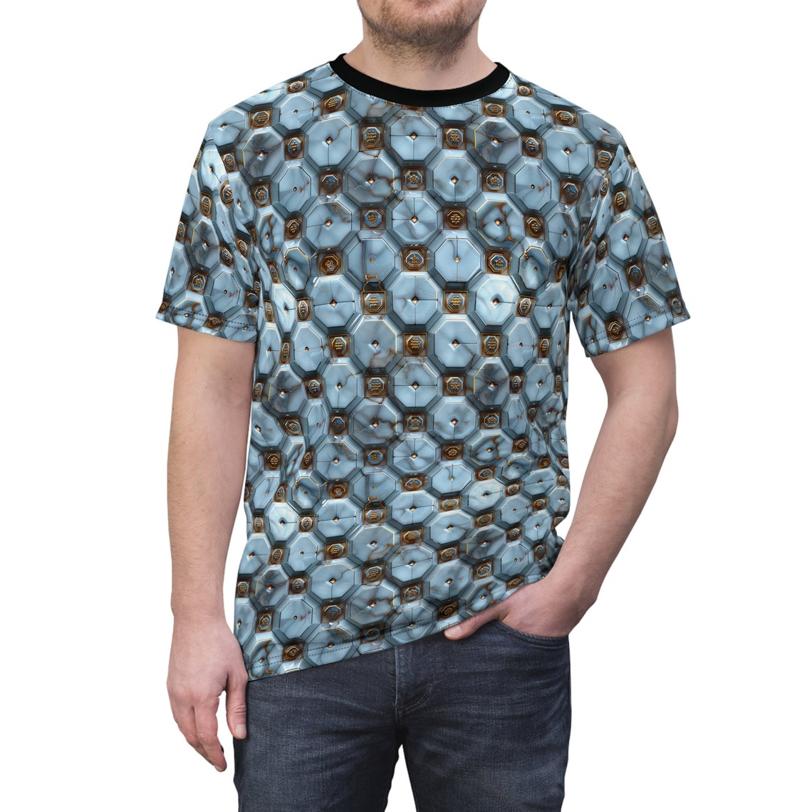 3D T-shirt, Mechanical Style, Future Design, Gold Elements ...