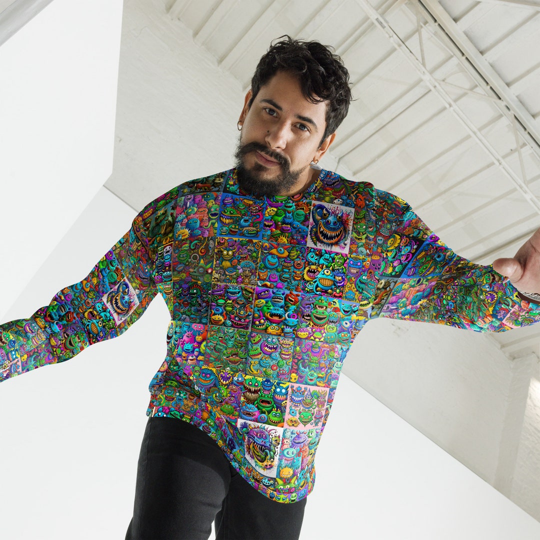 Monster Madness Sweater - Unique Doodle Art Creative Piece of Art! Over ...