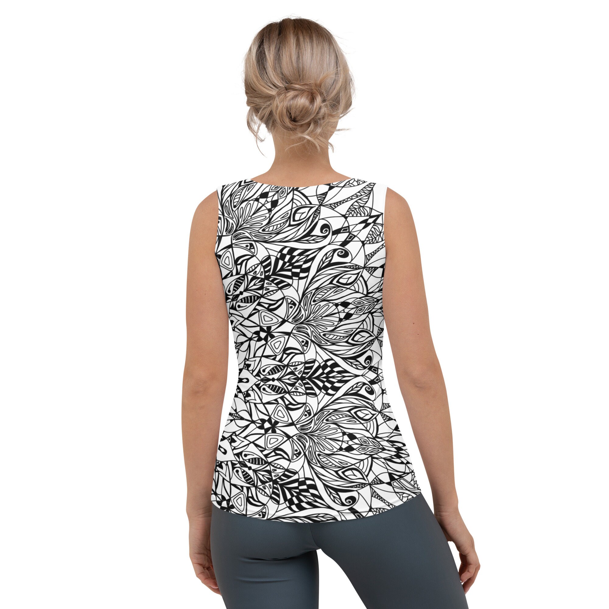 Mandala 40 Tank-top, Asymmetrical Mandala, Retro, Beautiful Fine Lines ...