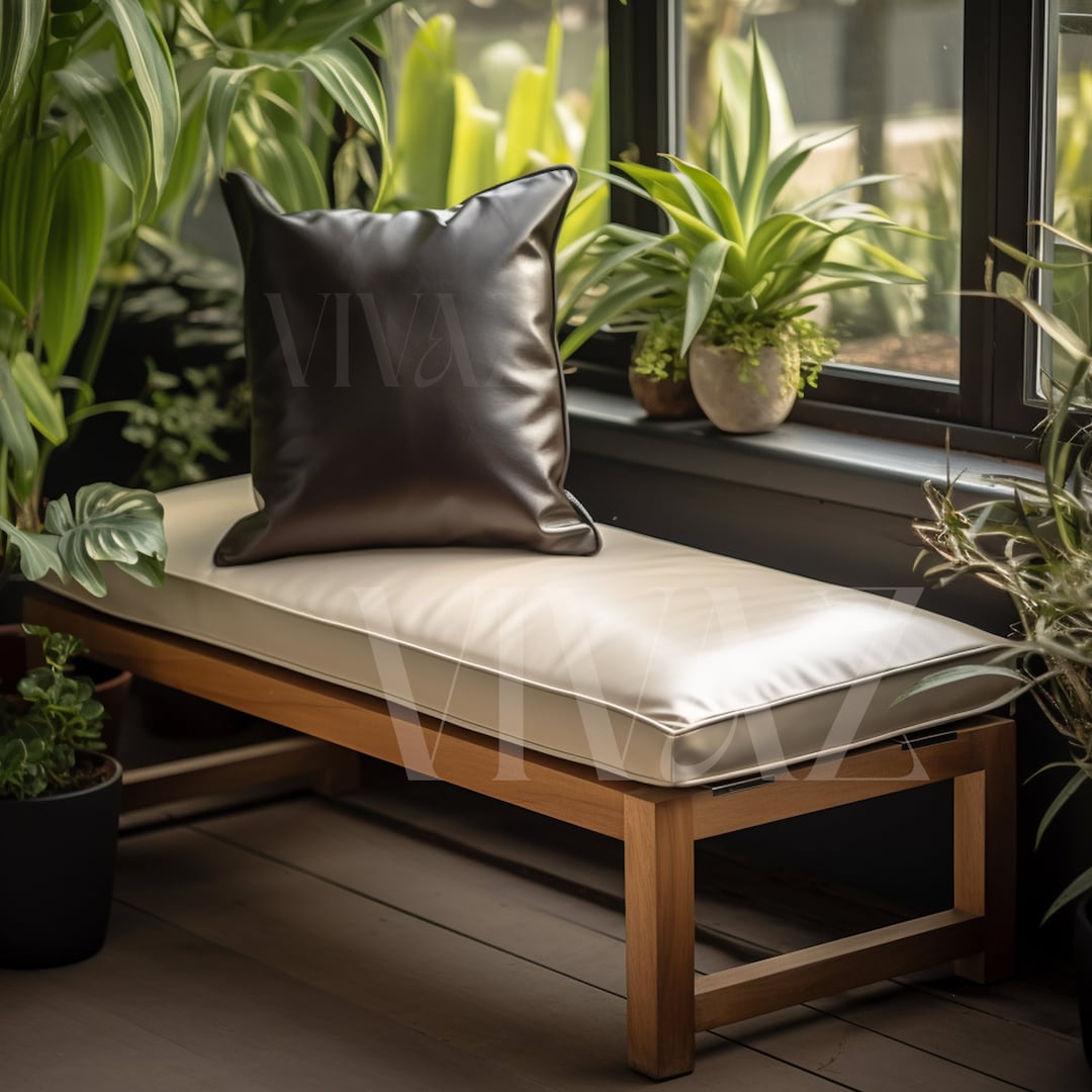 Faux Leather Bench Cushion Cover, Bench Cushion ,tan & Brown , Boxed ...