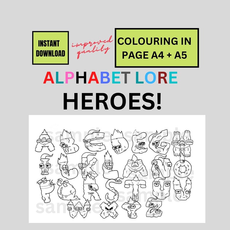 Alphabet Lore Heroes AND Original Alphabet Lore Colouring in Printable ...