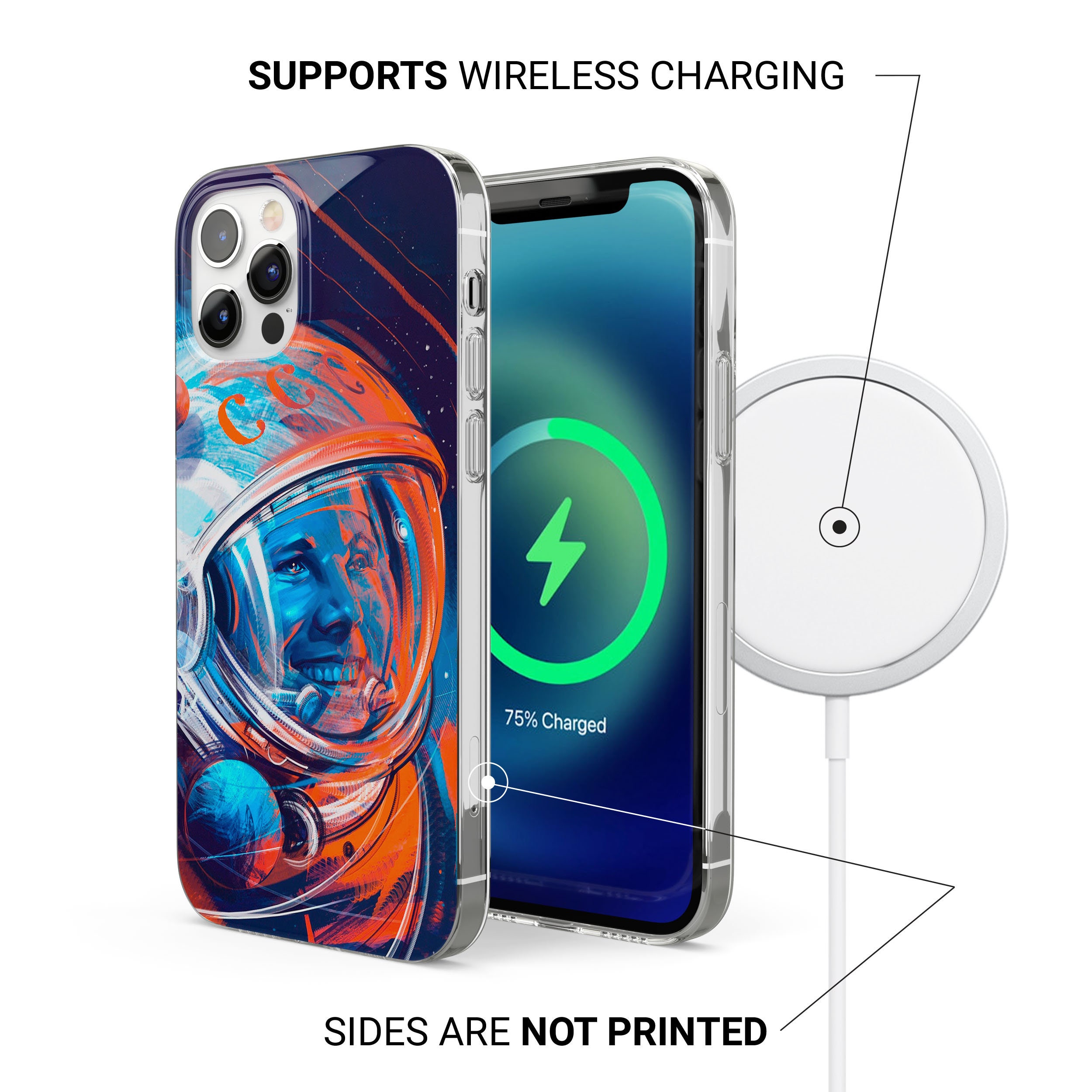 Juri Gagarin Work Harder Cosmonaut Phone Case Cover for iPhone 14 13 ...