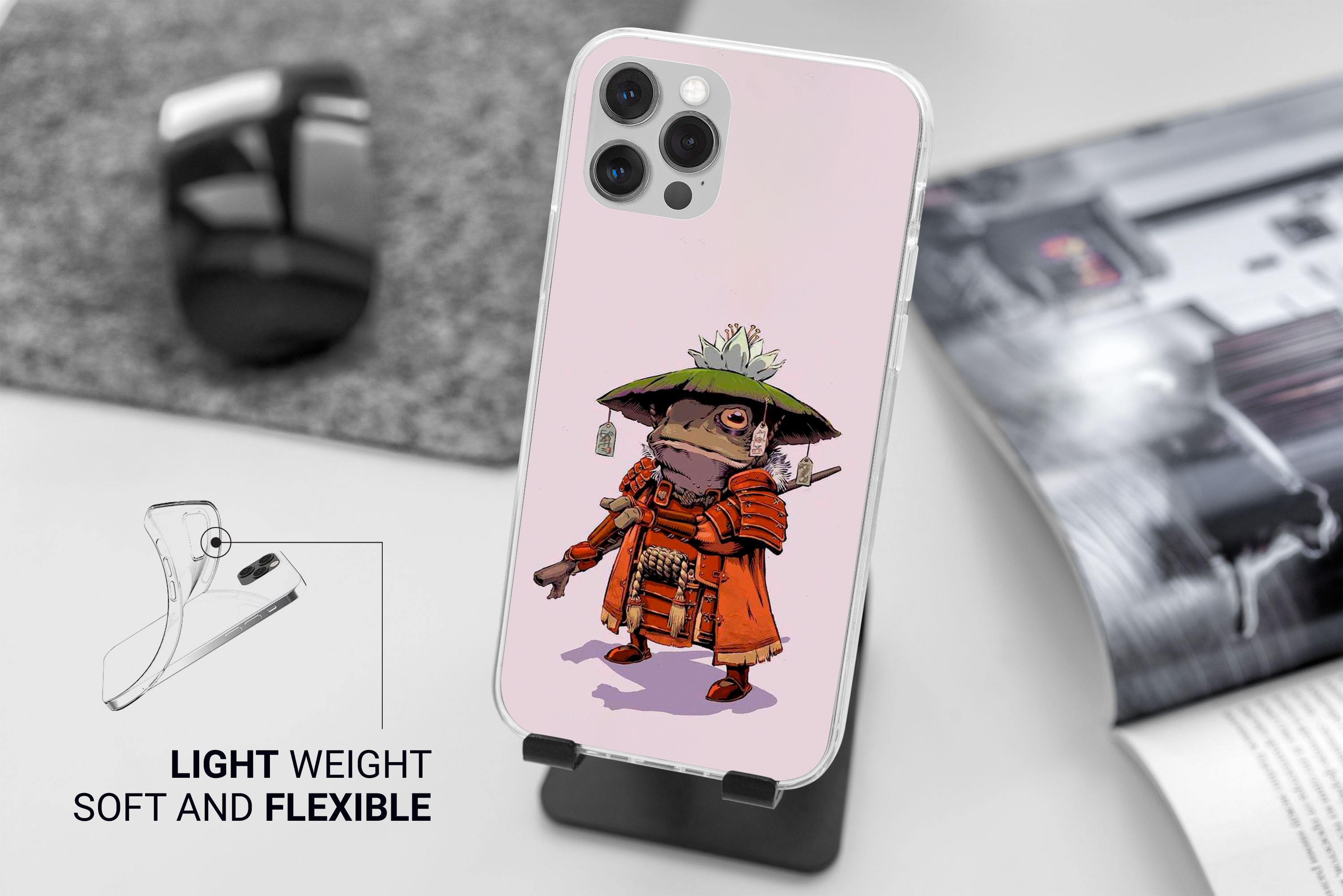 Samurai Frog Phone Case Anime Sensei Japan Lofi Manga for iPhone 14 13 ...