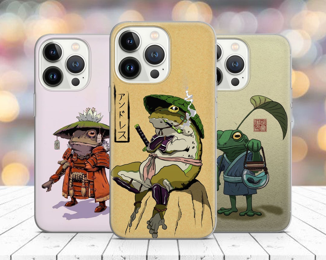 Samurai Frog Phone Case Anime Sensei Japan Lofi Manga for iPhone 14 13 ...