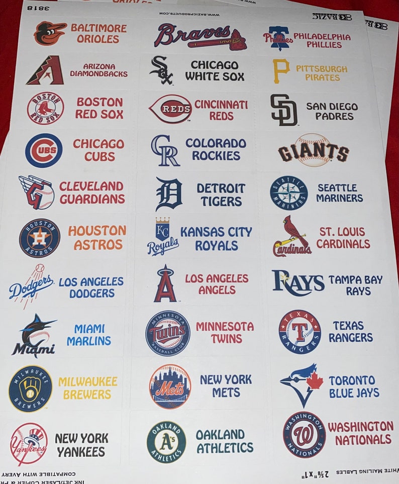 30 MLB Custom Baseball Team Logo Stickers for Dividers stickers Only - Etsy