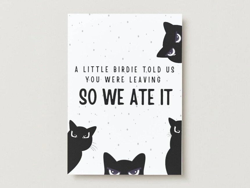 Farewell Black Cats Card / Goodbye Card Do Not Leave Us Printable Card ...