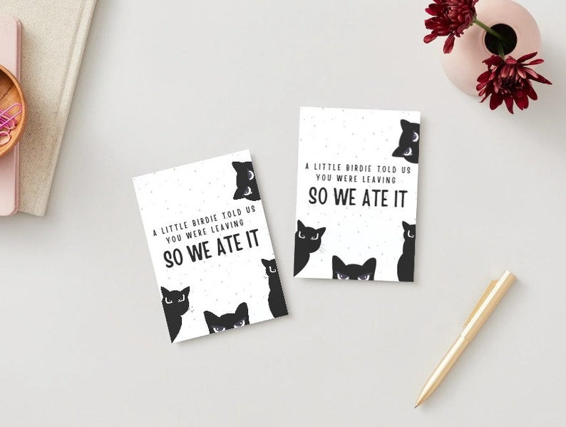 Farewell Black Cats Card / Goodbye Card Do Not Leave Us Printable Card ...