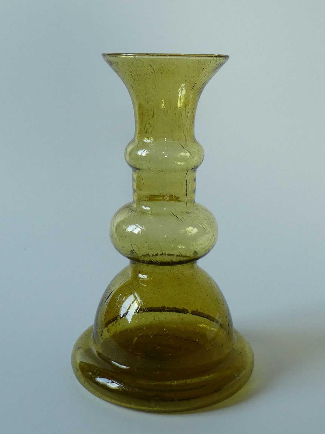 1960's Yellow-green Bubble Glass Vase Constricted Shape - Etsy