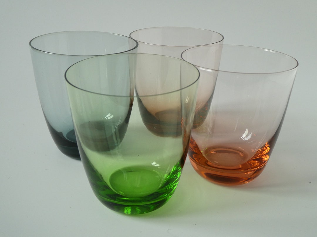 Colored Glasses From the 50s, Slightly Conical, Curved Shape, Set of ...