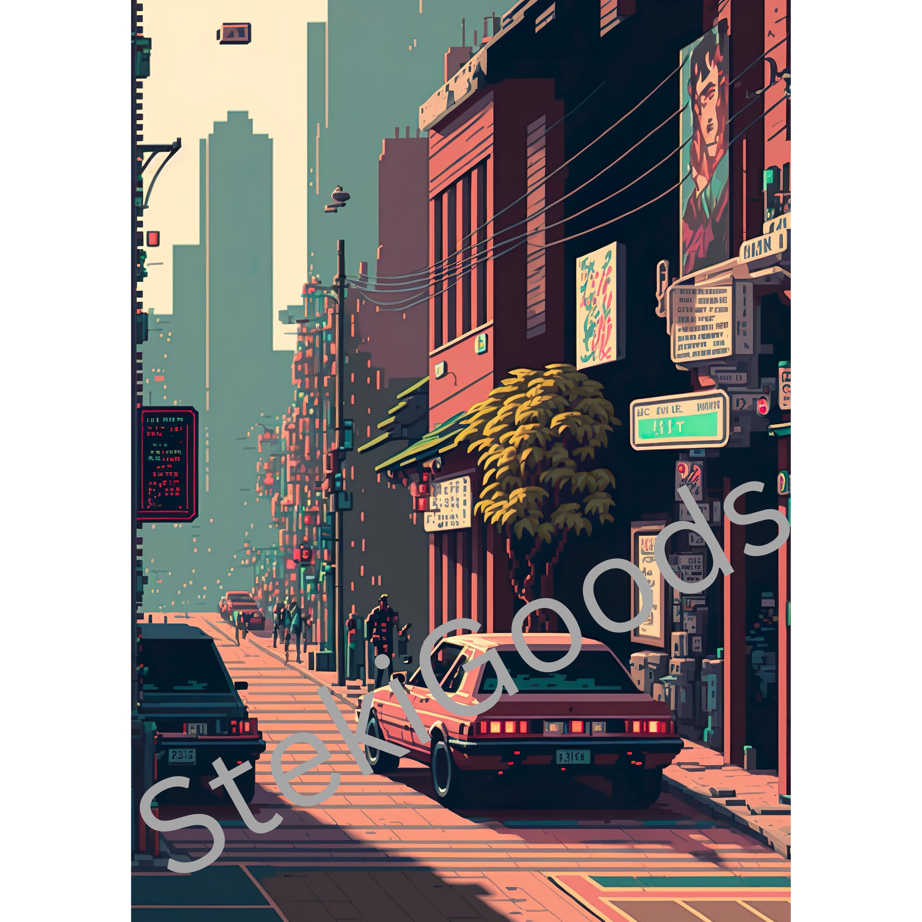 Pixel art city imprimible, Pixel city, decoración de pared, arte ... Pixel art city imprimible, Pixel city, decoración de pared, arte ...