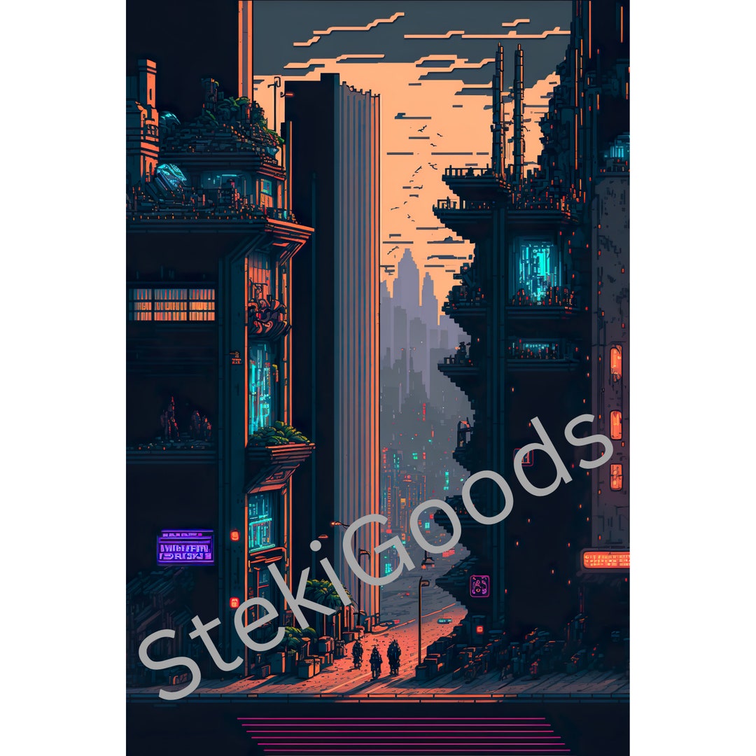 Pixel Art City Printable, Pixel City, Wall Decor, Print Art, City Art ...