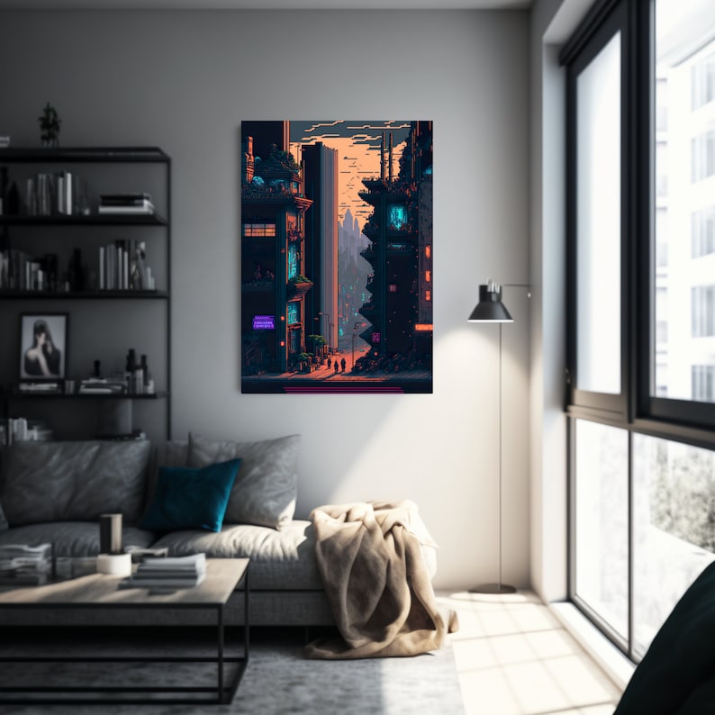 Pixel Art City Printable, Pixel City, Wall Decor, Print Art, City Art ...