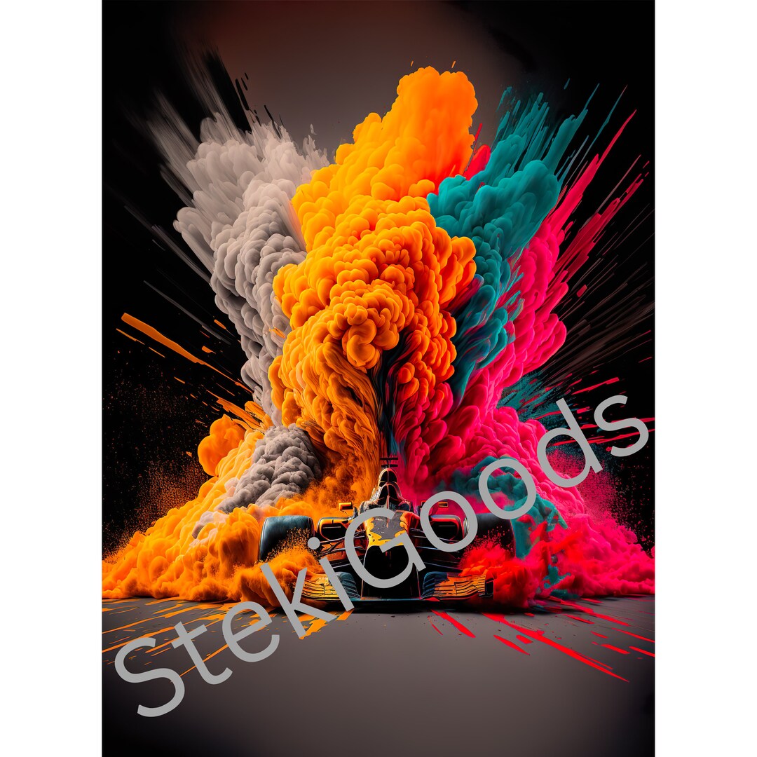 Formula One Printable, Digital Print, Color Explosion, Wall Art, Print ...