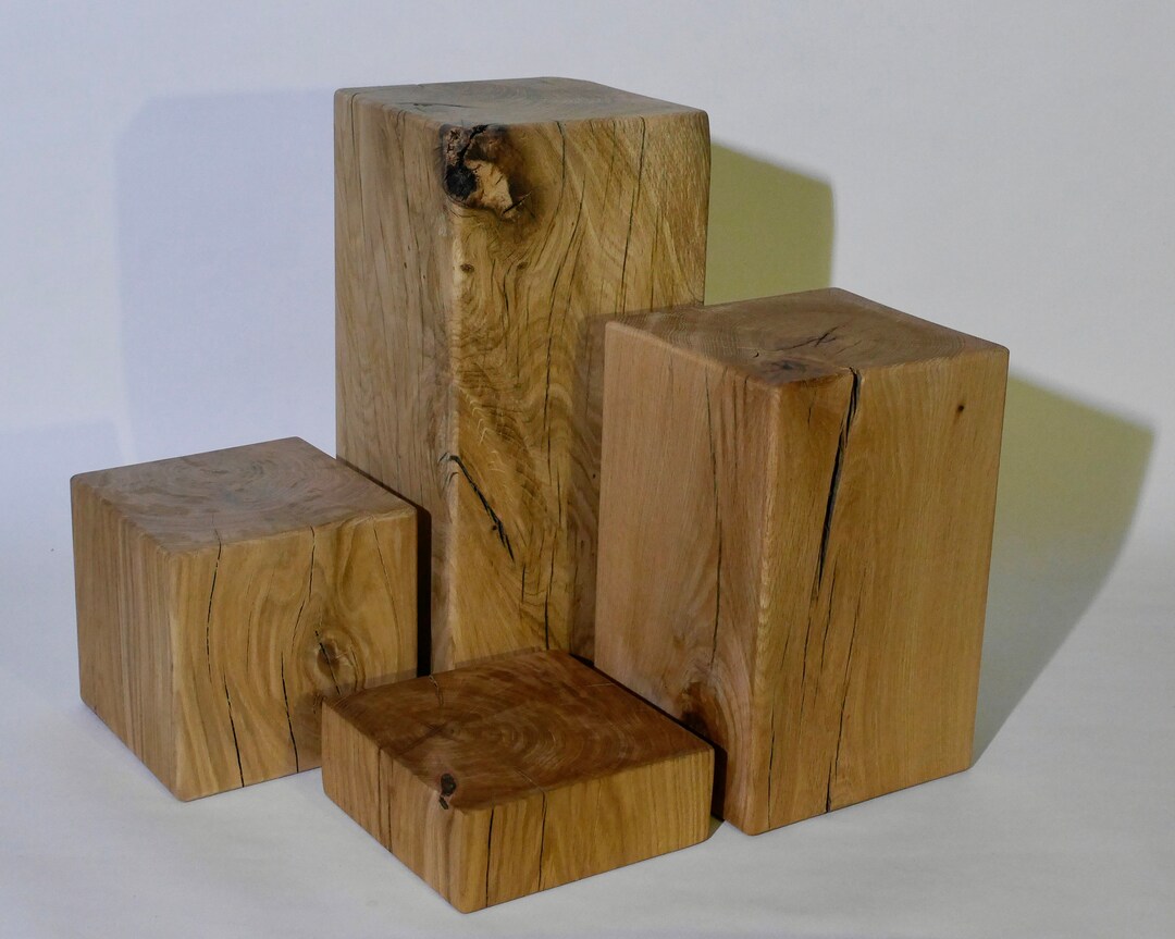 Oak Stool, Table, Plinth, Pot Stand. Solid Green Oak Blocks of Timber ...