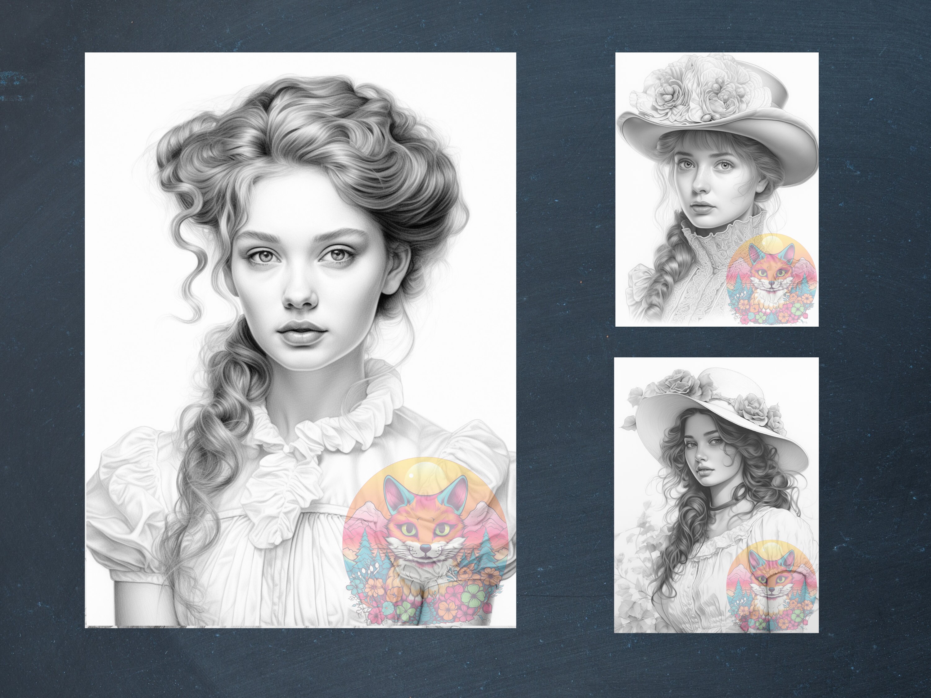 Realistic Victorian Ladies: Grayscale Coloring Book for Adults, Instant ...