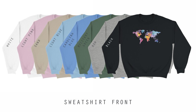 Watercolour World Map Sweatshirt | Unisex Travel Jumper | Gift for ...