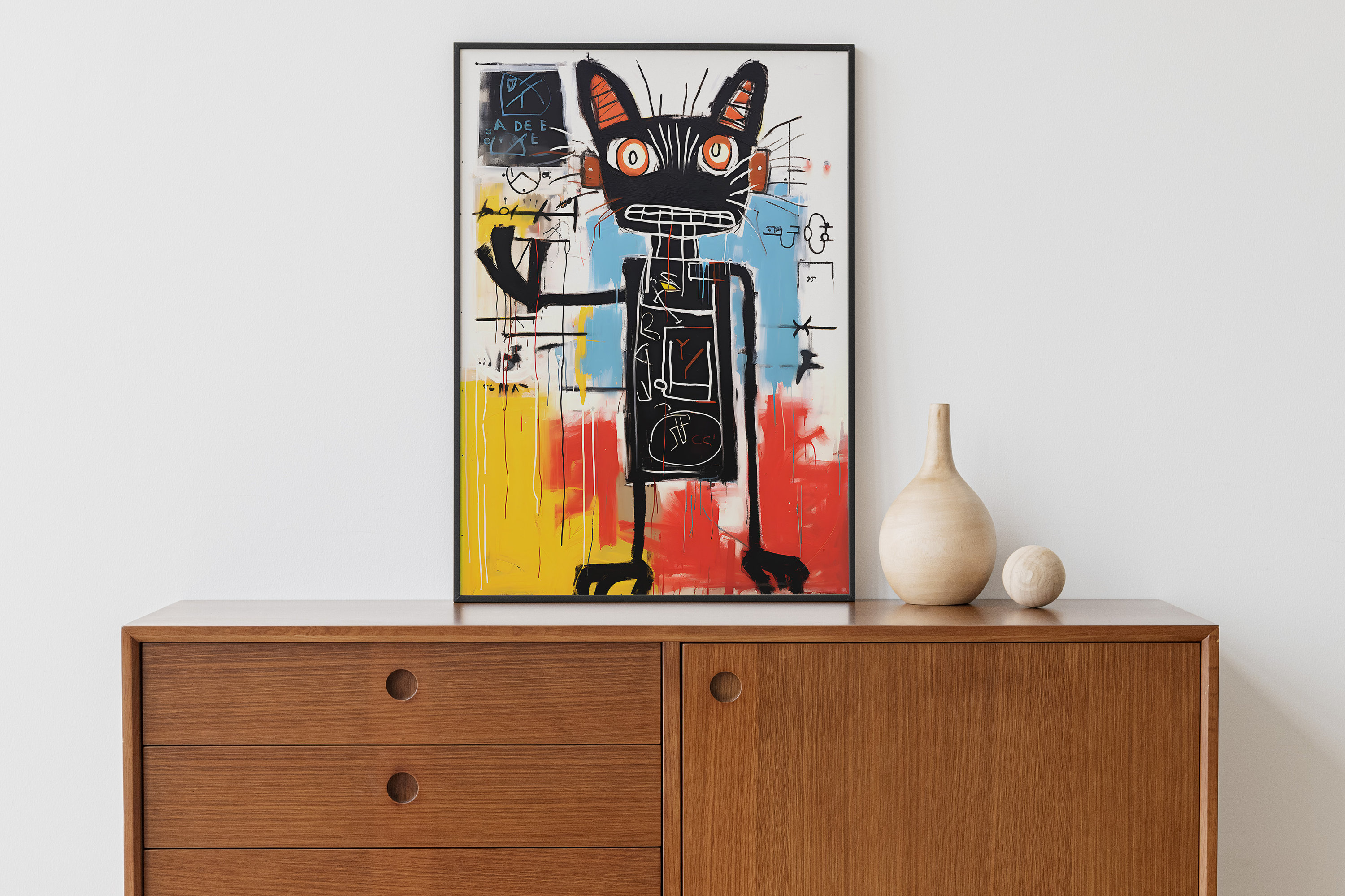 Basquiat Cat Portrait Different Sizes Jean-michel Basquiat Canvas Wall ...