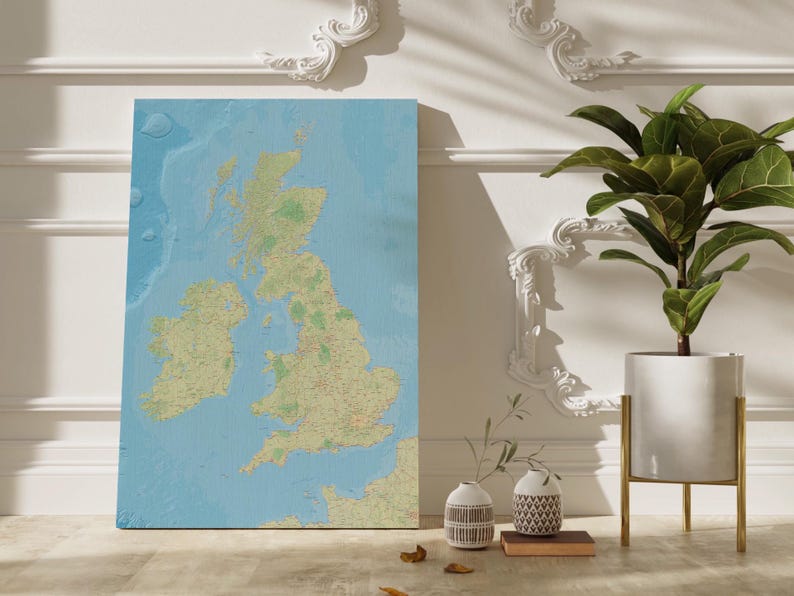 British Isles Map Print: Topographic Wall Art, UK & Ireland - Etsy UK