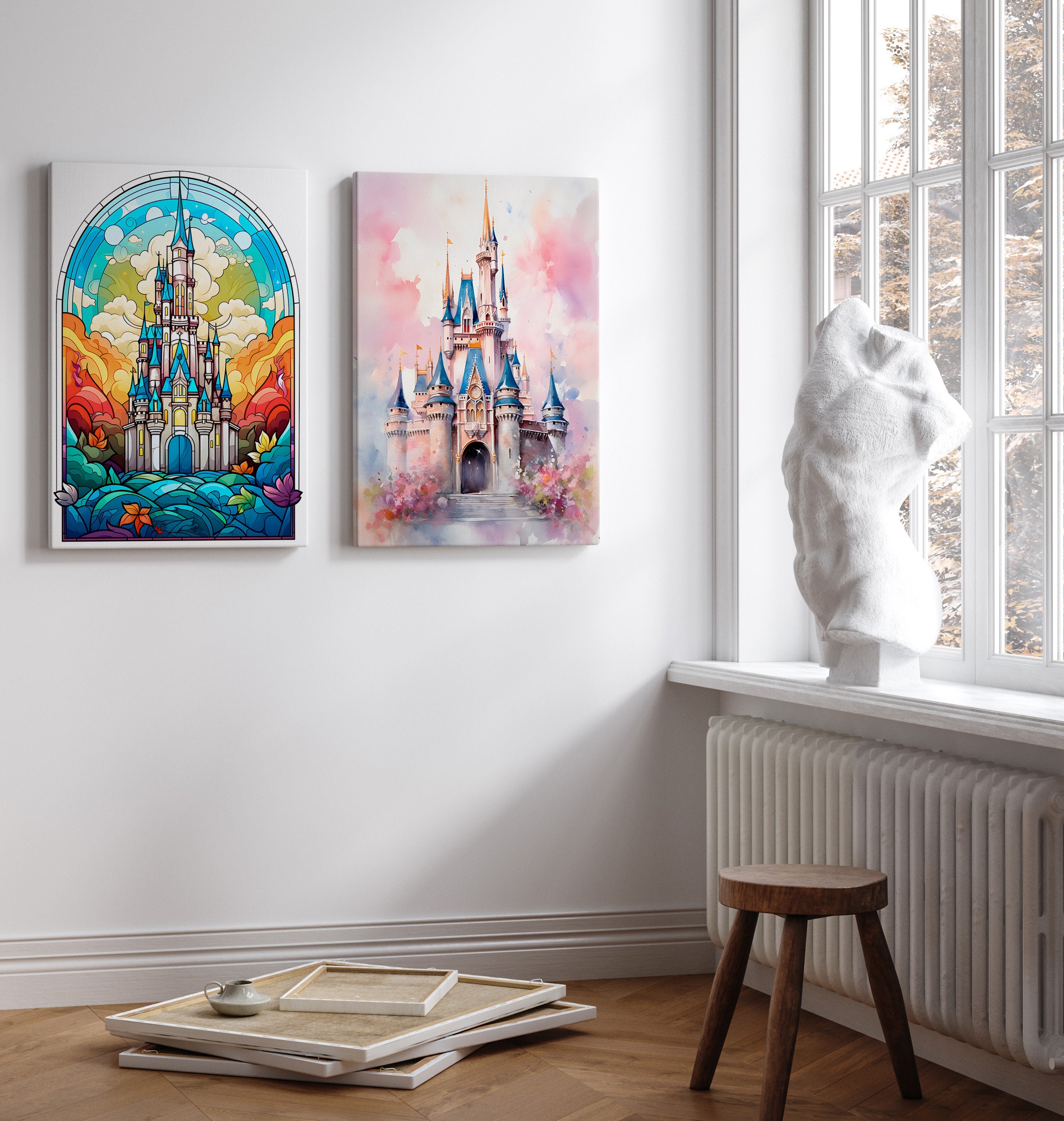 Disney Castle Print Magic Kingdom Castle Stained Glass Disney Castle ...