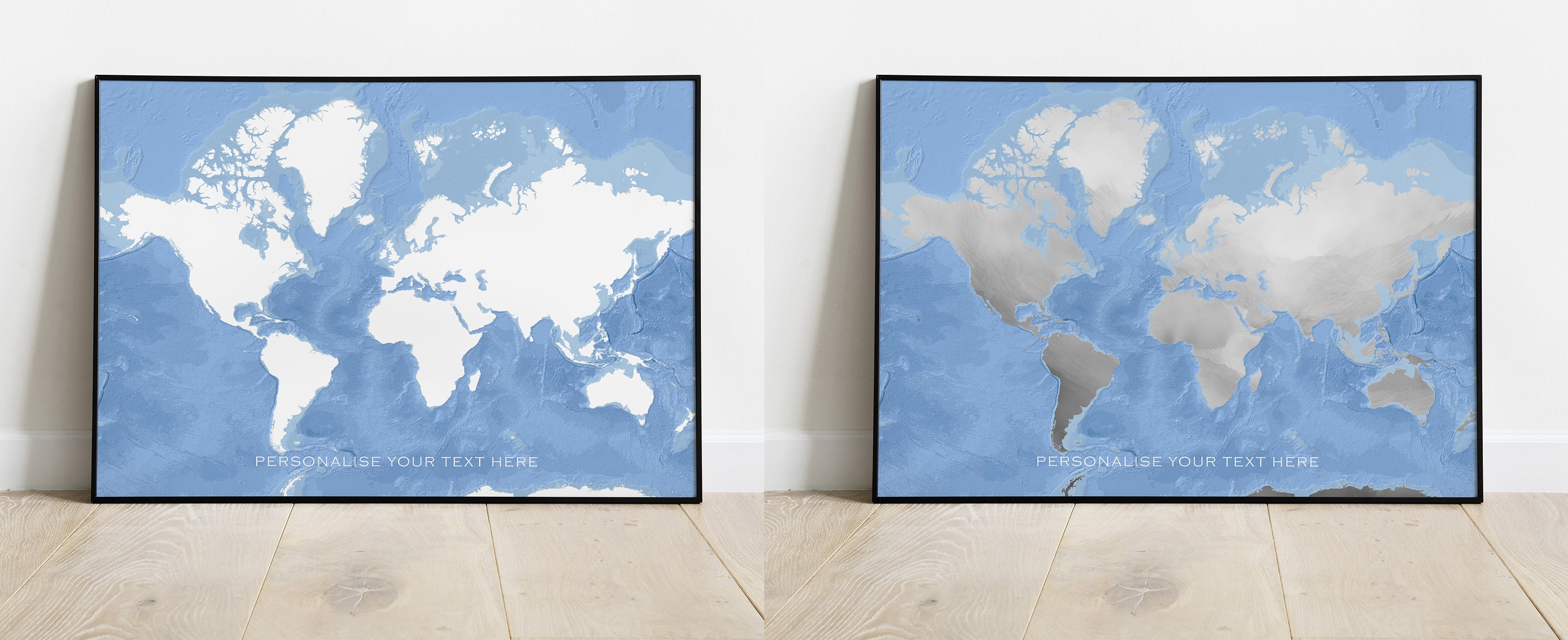 Oceans World Map Blue World Map customisable World Map Print World Map ...