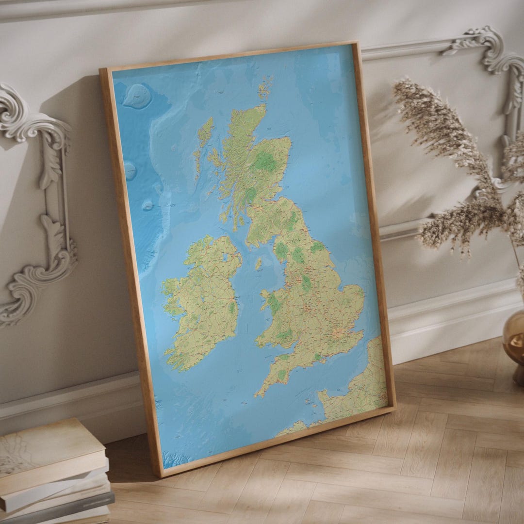 British Isles Map Poster in Different Sizes and Frame Options or Canvas ...