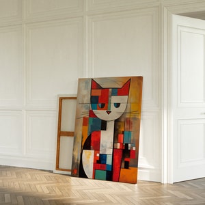 Mondrian Cat Canvas in Different Sizes | Piet Mondrian Wall Art - Etsy