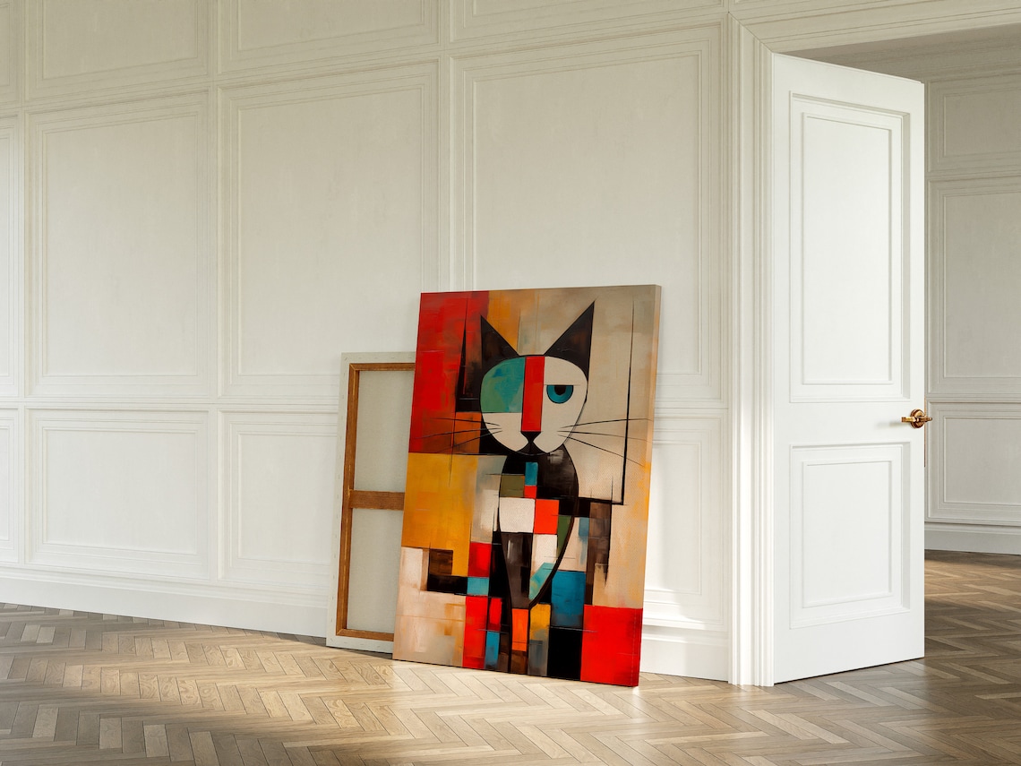 Mondrian Cat Print: Abstract Wall Art, Modern Home Decor - Etsy