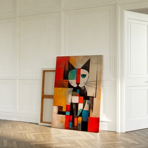 Mondrian Cat Wall Art in Different Sizes and Frame Options or Canvas ...