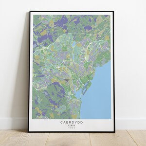 Cardiff Map Print in Different Sizes and Colors Caerdydd Cymru Travel ...