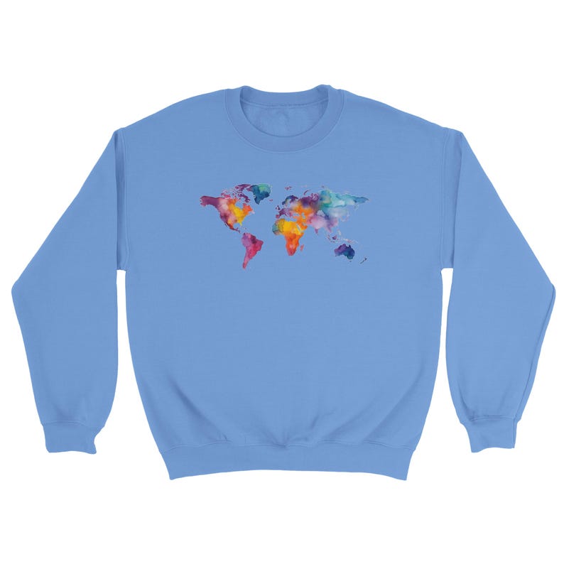 Watercolour World Map Sweatshirt | Unisex Travel Jumper | Gift for ...