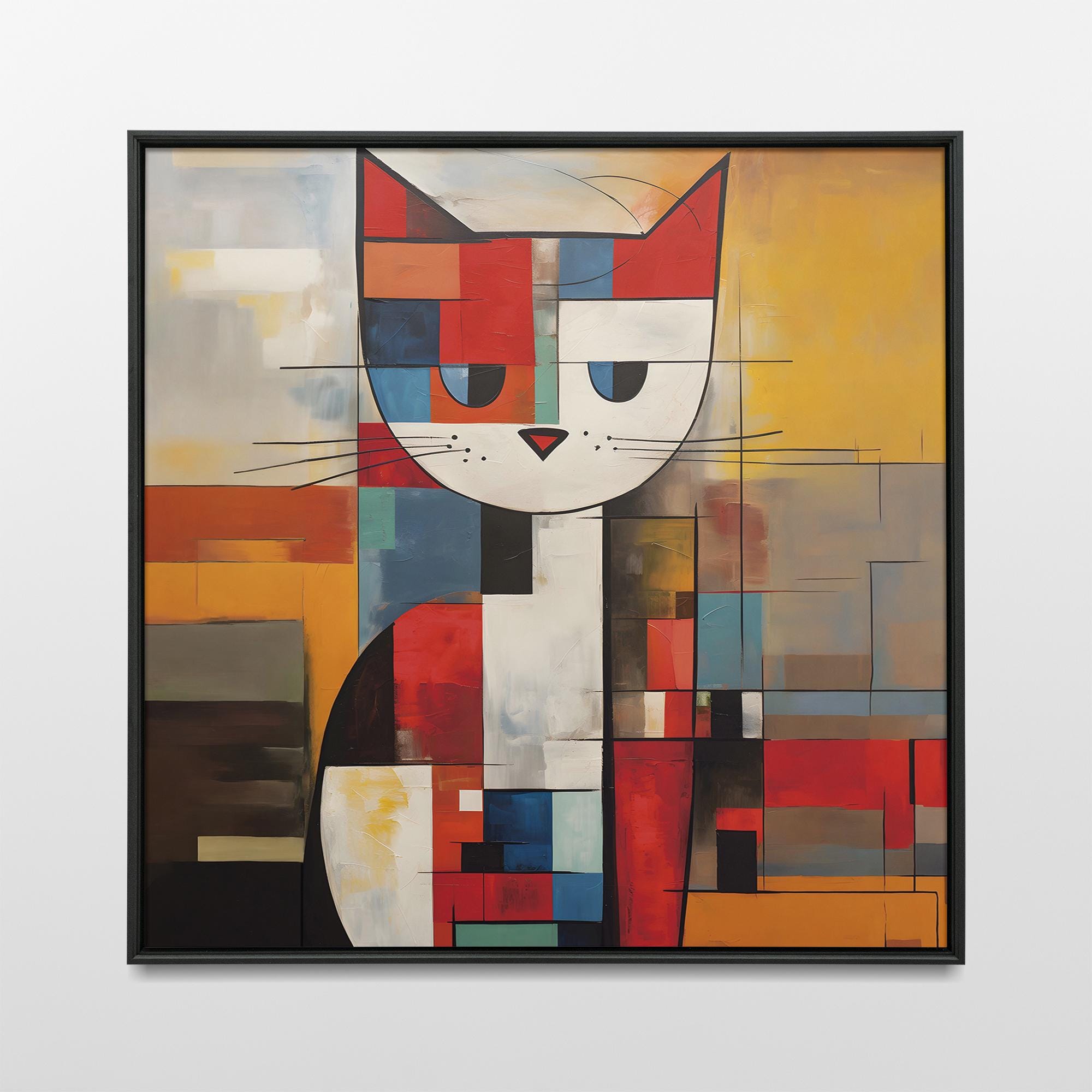 Mondrian Cat Print. Abstract Wall Art Decor - Etsy