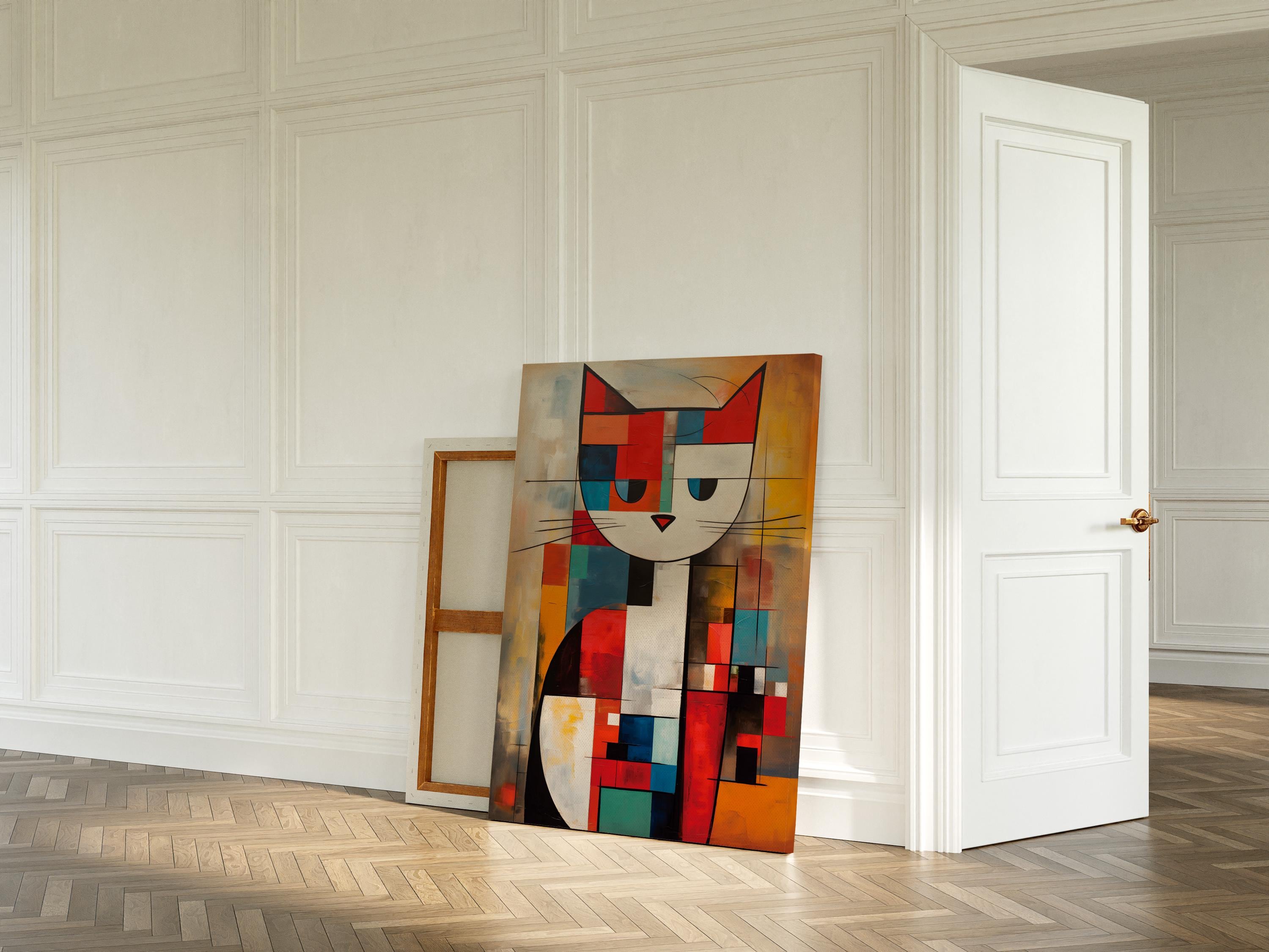 Mondrian Cat Print. Abstract Wall Art Decor - Etsy