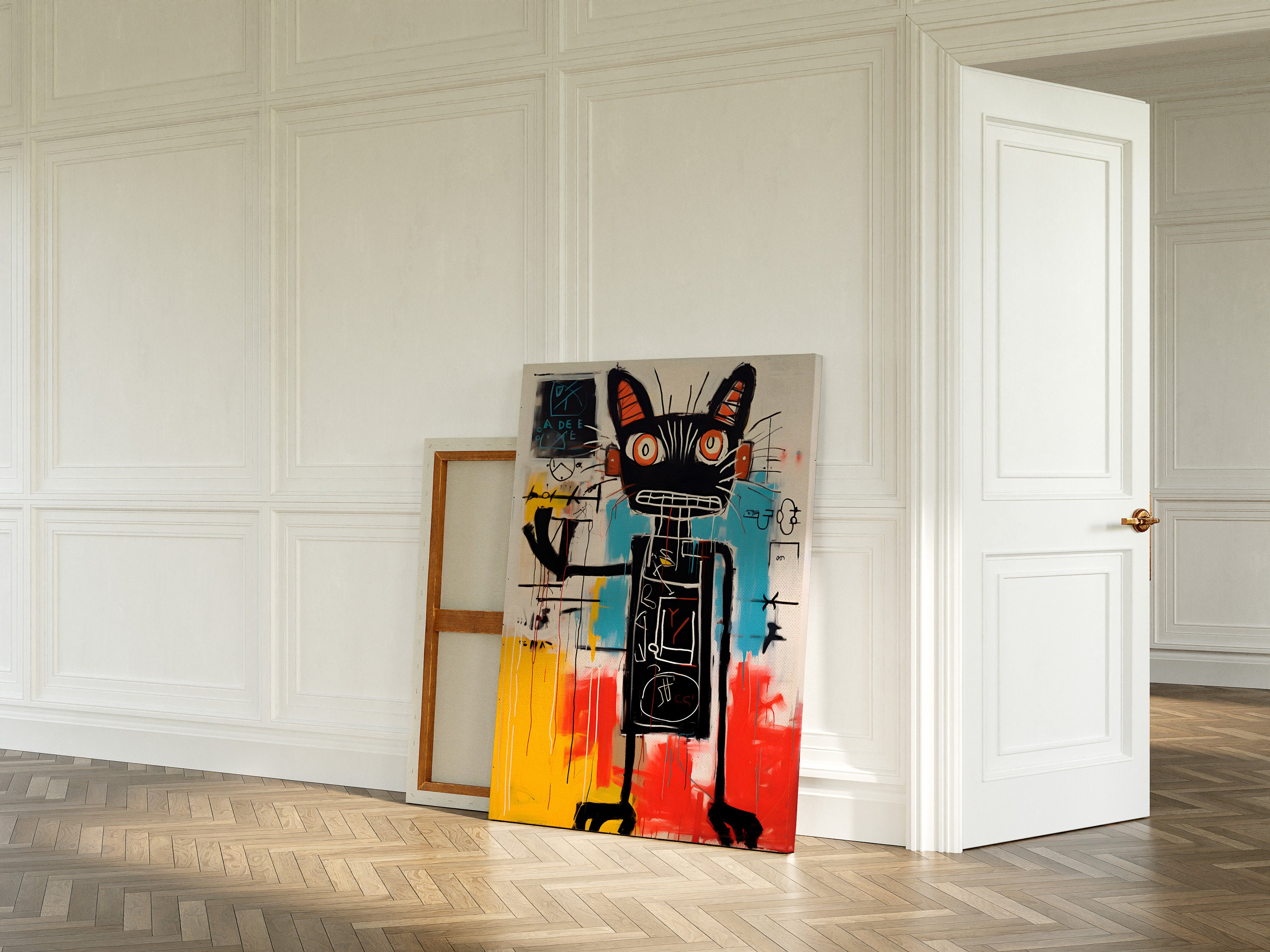 Basquiat Cat Portrait Different Sizes Jean-michel Basquiat Canvas Wall ...