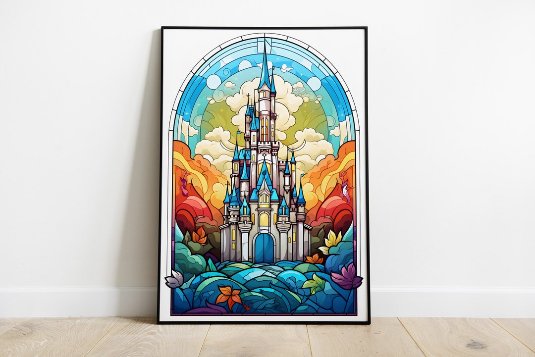 Stained Glass Disney Castle Poster in Different Sizes or Canvas | Magic ...