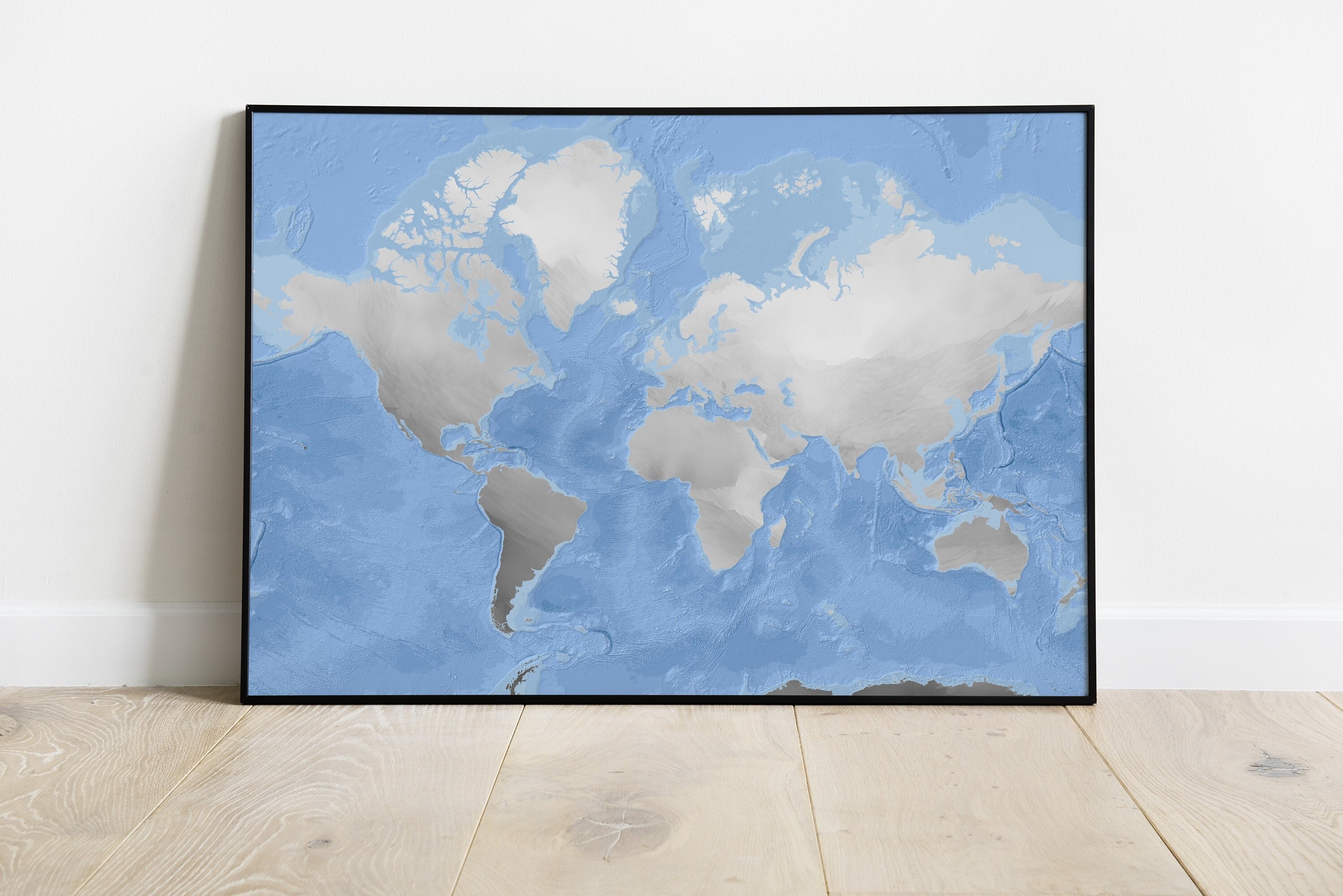 World Map of Oceans Blue World Map customisable World Map Print ...
