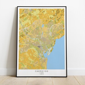 Cardiff Map Print in Different Sizes and Colors Caerdydd Cymru Travel ...