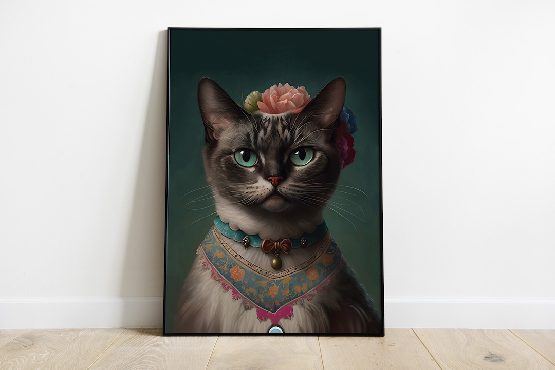Frida Kahlo Cat Print in Different Sizes and Canvas Frida Kahlo Wall ...