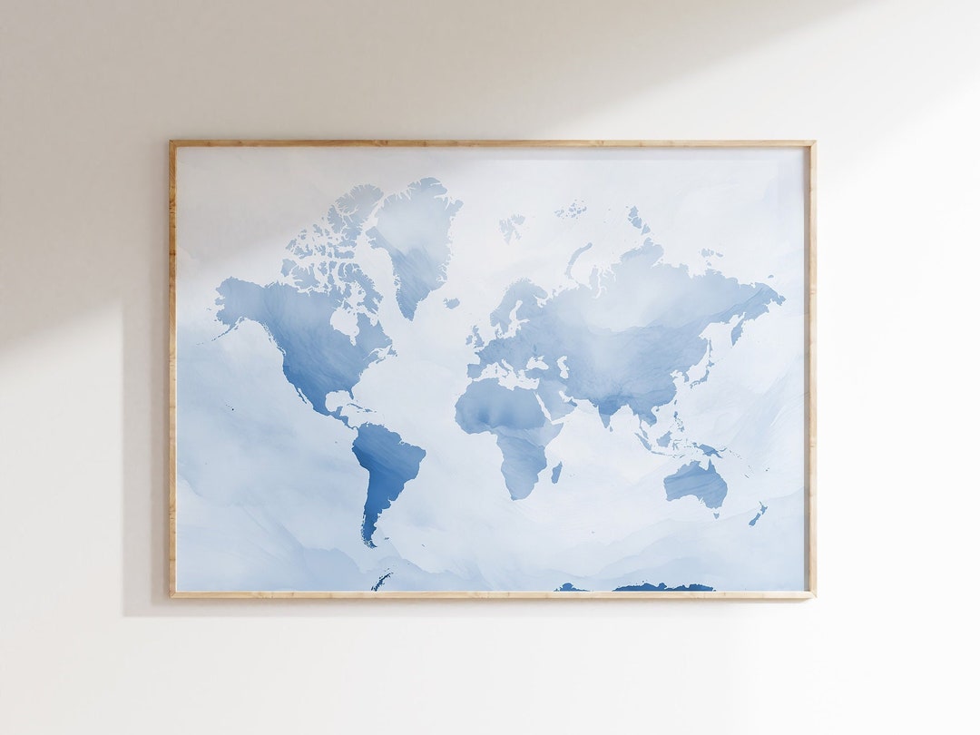 Blaue Weltkarte in verschiedenen Größen und auf Leinwand Canvas World ...