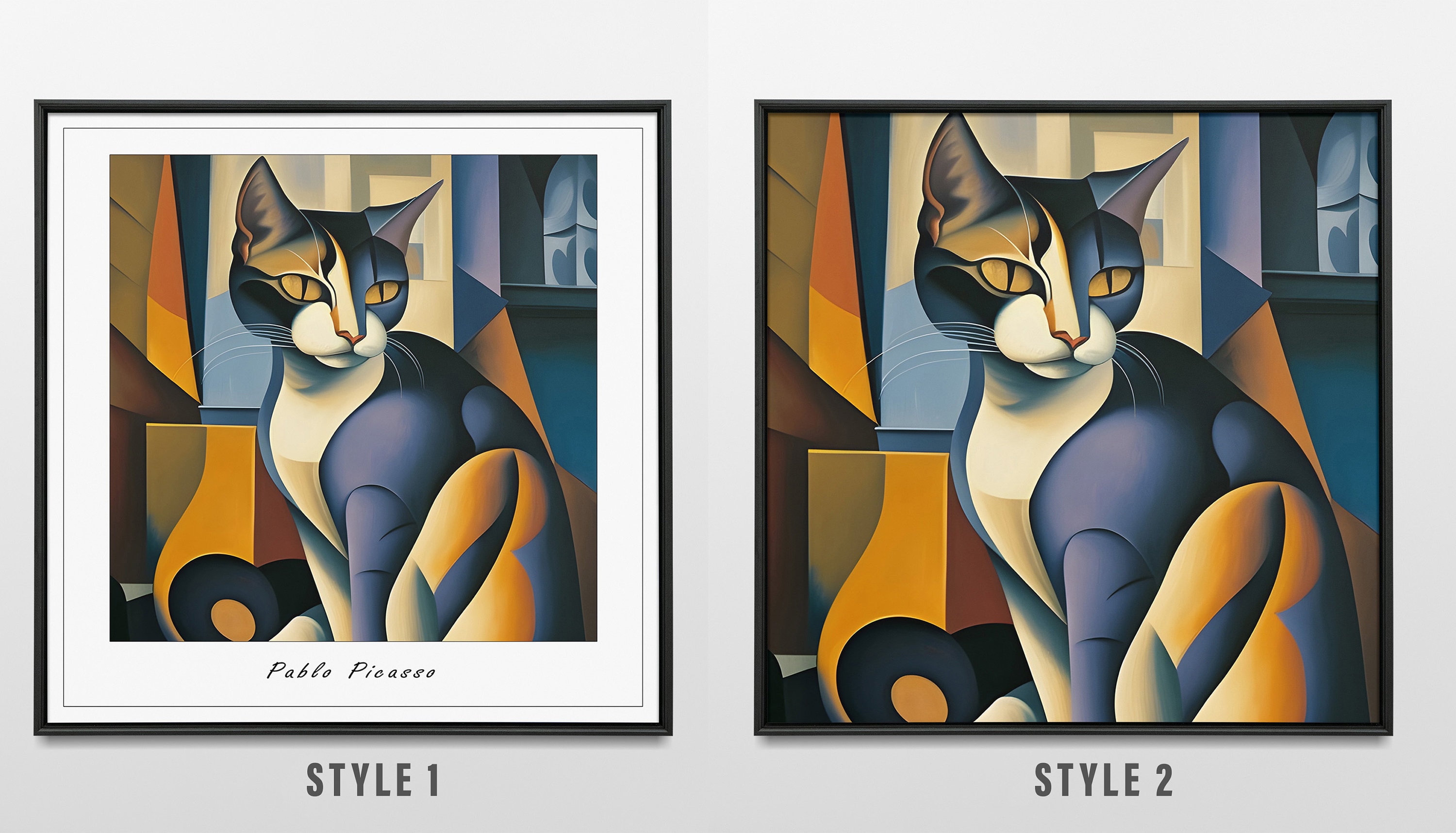 Picasso Cat Print Different Sizes Pablo Picasso Cat Canvas Art Deco Cat ...