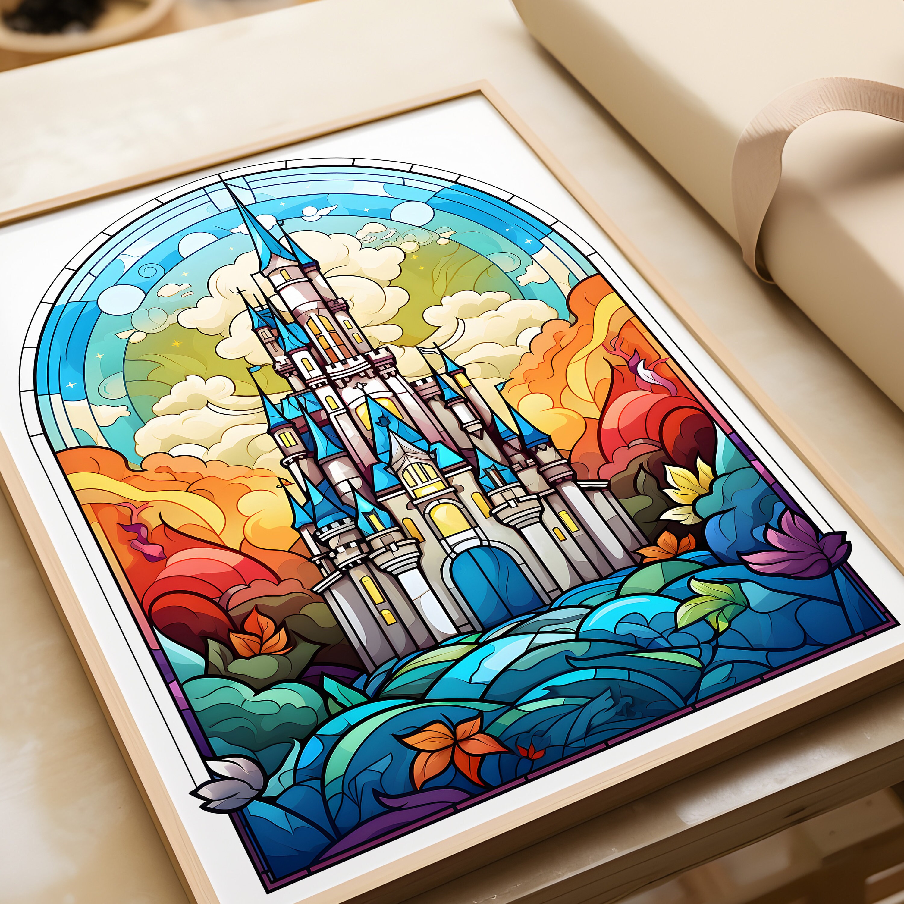 Stained Glass Disney Castle Poster in Different Sizes or Canvas | Magic ...