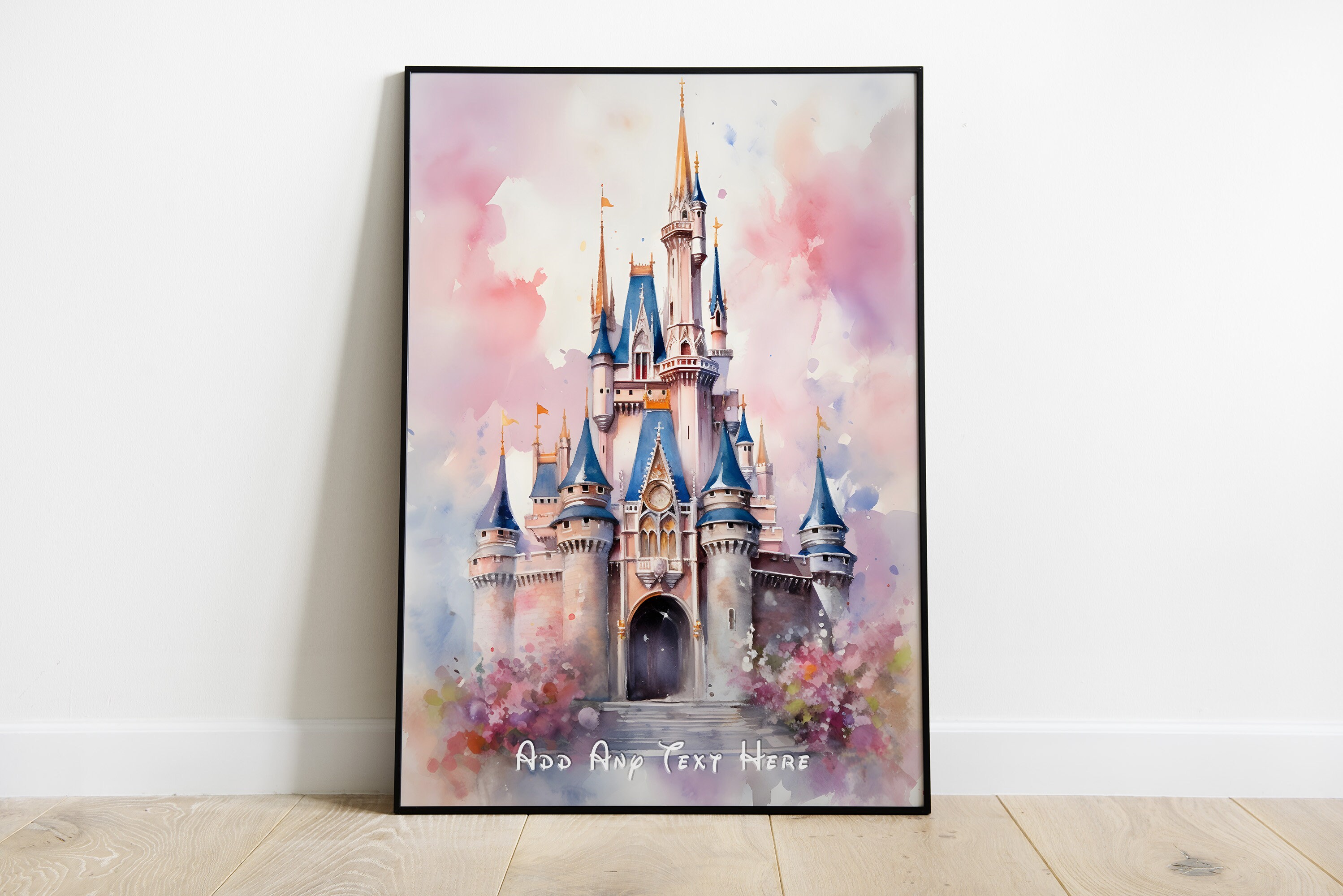 Disney Castle Poster Magic Kingdom Print Personalized Watercolour ...