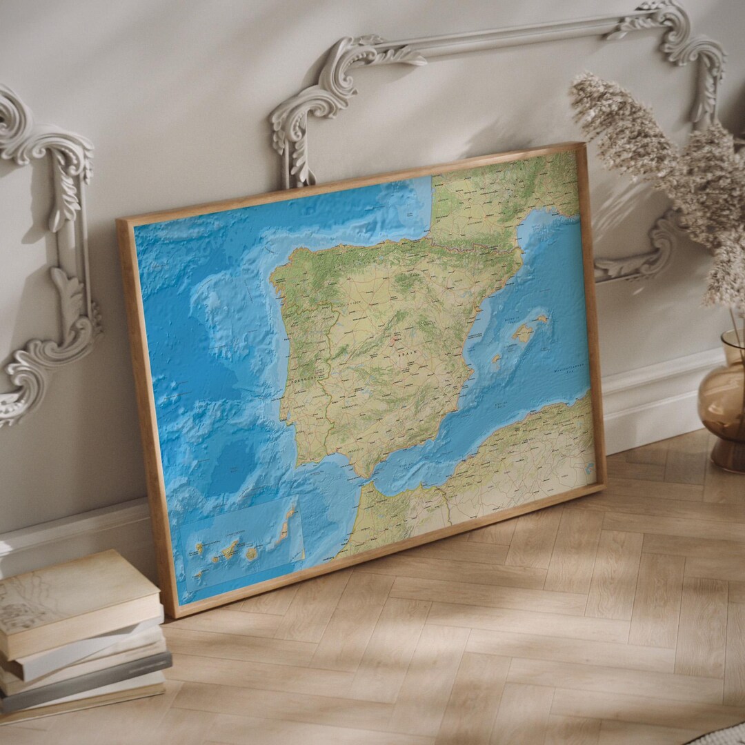 Spain Map Wall Art | Different Sizes and Frame Options or Canvas | Mapa ...